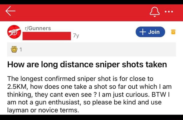 "Gunners @1 How are long distance sniper shots taken The longest ...