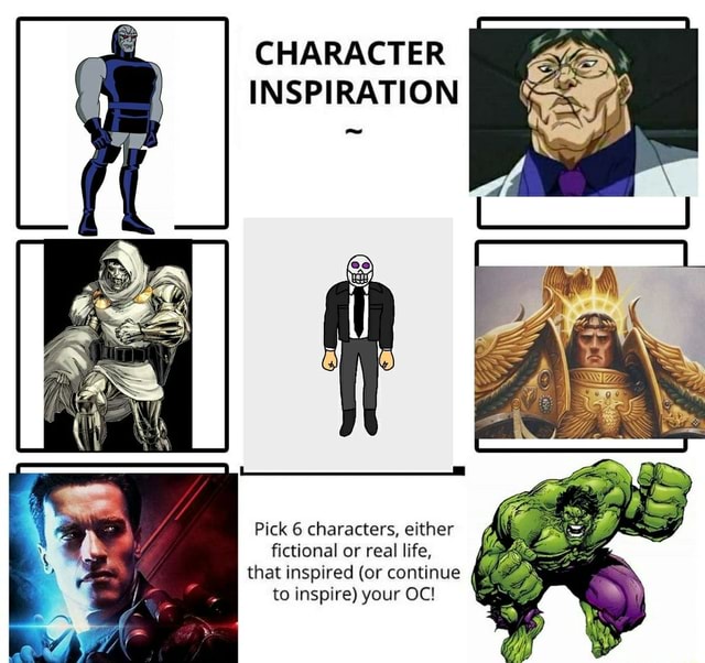 CHARACTER INSPIRATION Pick 6 characters, either fictional or real life ...