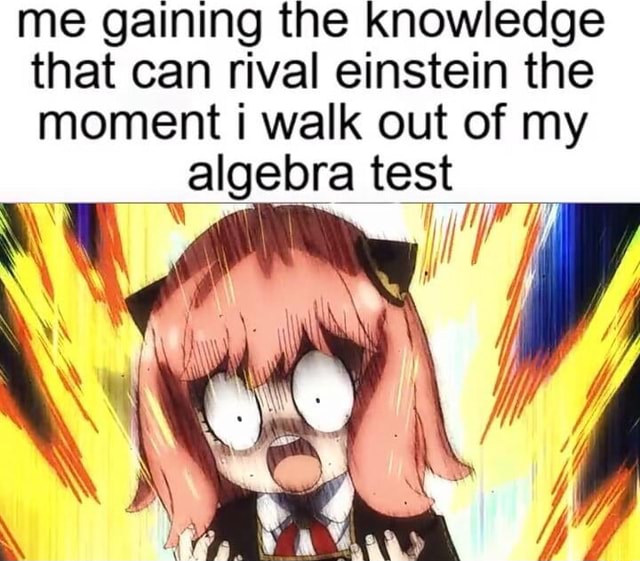 Me gaining the knowledge that can rival einstein the moment i walk out ...