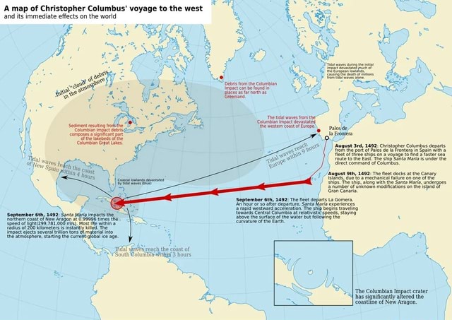 A map of Christopher Columbus' voyage to the west and its immediate ...