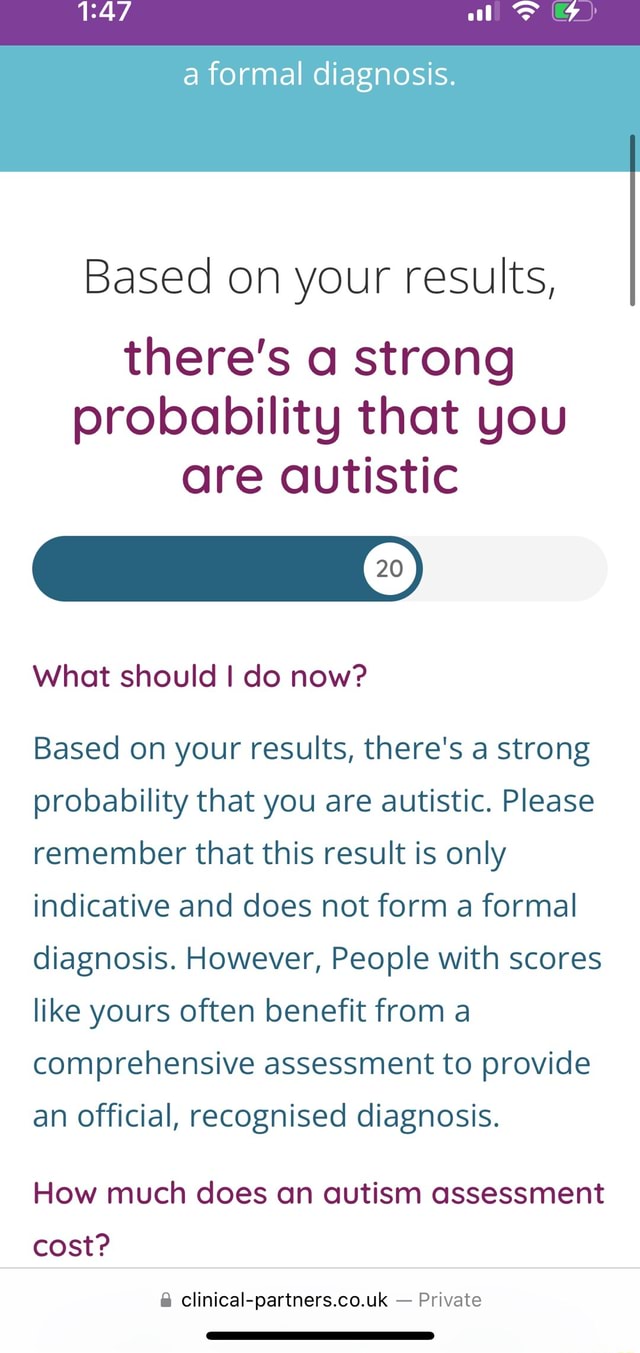 A formal diagnosis. Based on your results, there's a strong probability ...
