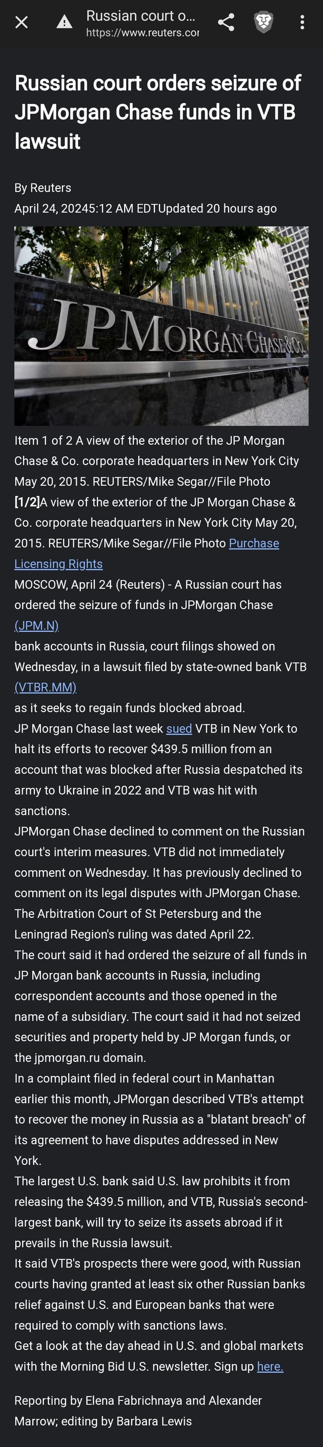 A Russian court o...