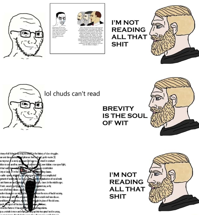 I'M NOT READING ALL THAT SHIT lol chuds can't read BREVITY IS THE SOUL ...
