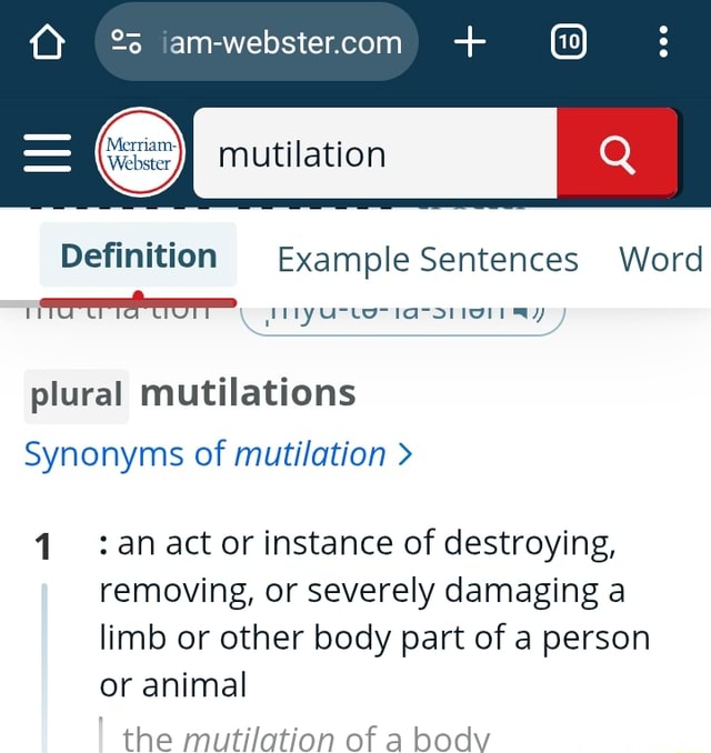 Iam-webster.com mutilation Definition Example Sentences Word plural ...