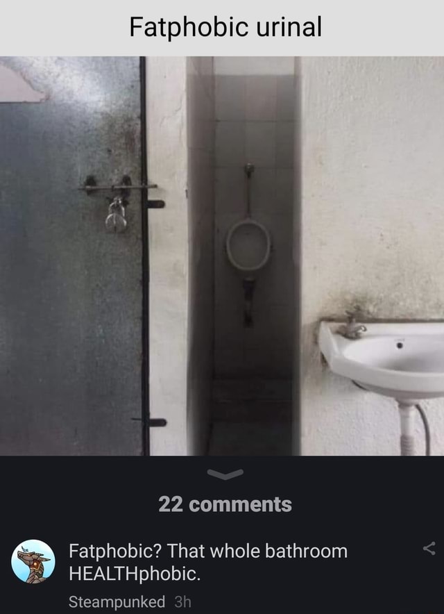 Fatphobic urinal 22 comments Fatphobic? That whole bathroom ...