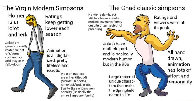 The Virgin Modern Simpsons The Chad classic simpsons idiot lower each ...