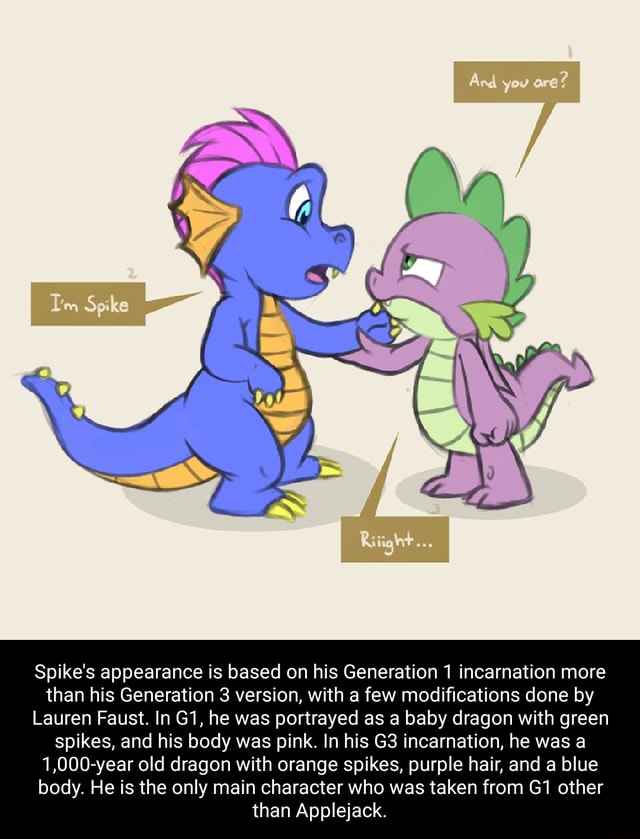 Spike's appearance is based on his Generation 1 incarnation more than ...