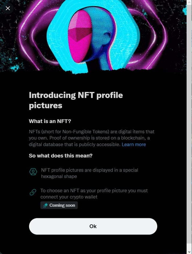 Introducing NFT profile pictures What is an NFT? ble. Learn more So ...