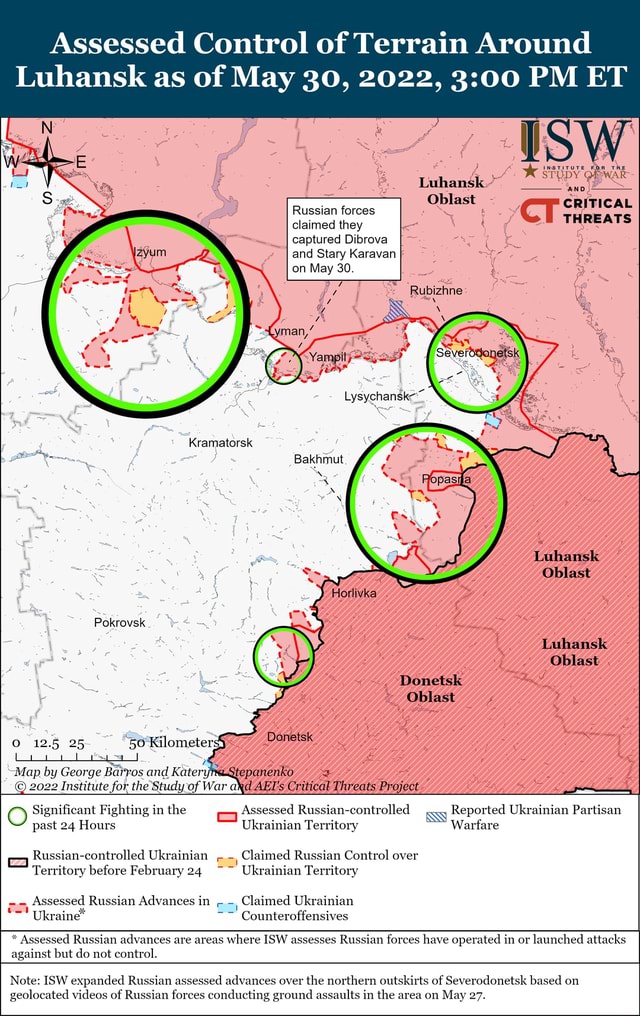 Luhansk Battle Map Draft May 30, 2022 - Assessed Control of Terrain ...