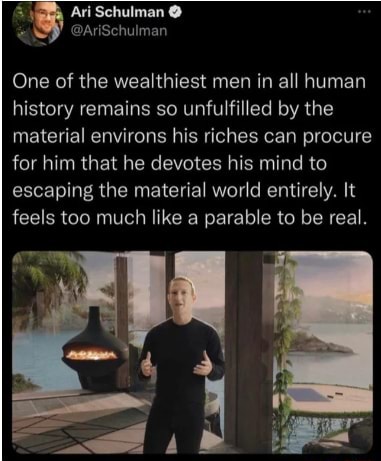 Ari Schulman @AriSchulman One of the wealthiest men in all human ...