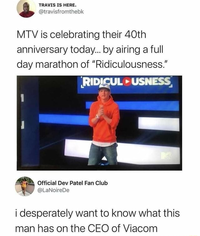 TRAVIS IS HERE. @travisfromthebk MTV is celebrating their 40th ...