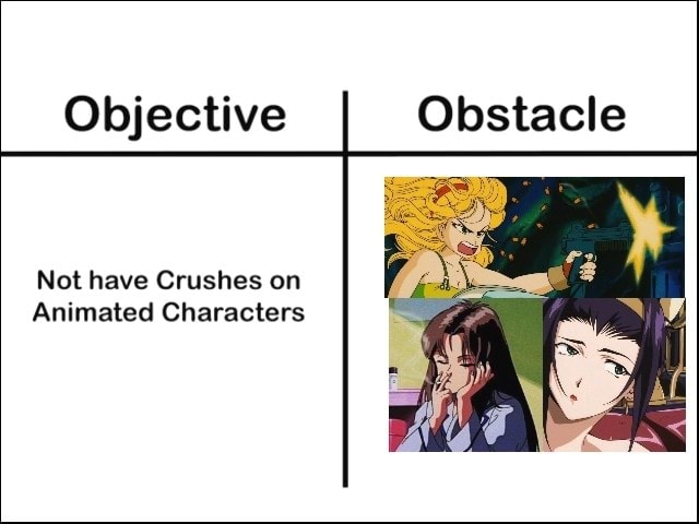 Objective Not have Crushes on Animated Characters Obstacle - iFunny