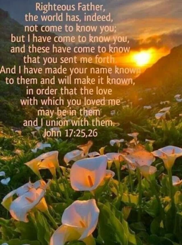 Righteous Father, the world has, indeed, not come to know you but and ...