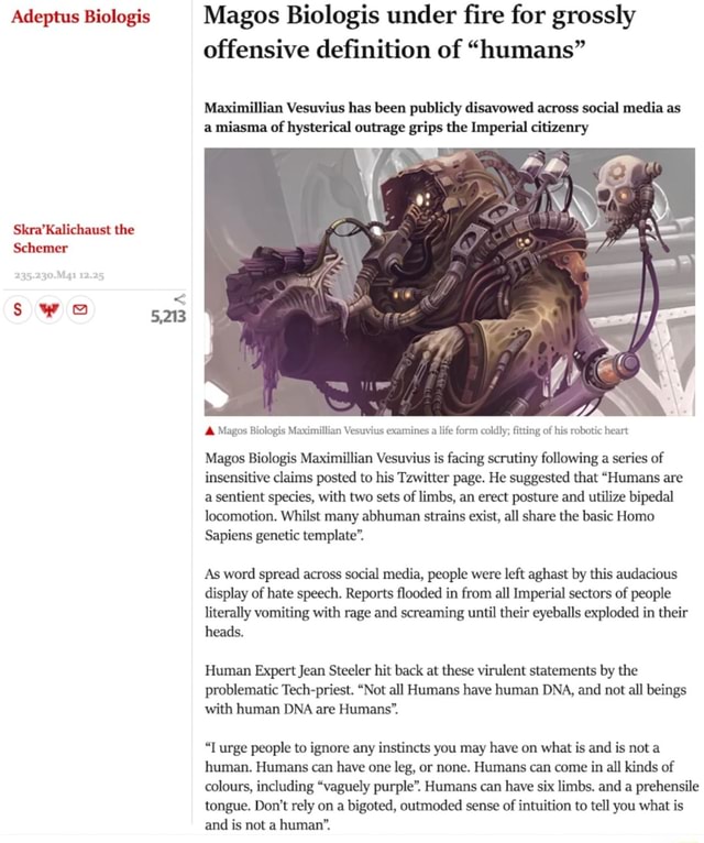 Adeptus Biologis Magos Biologis under fire for grossly offensive ...
