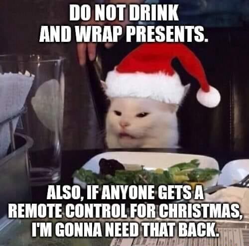 DO NOT DRINK AND WRAP PRESENTS. AD: ALSO, IF ANYONE GETS REMOTE CONTROL ...