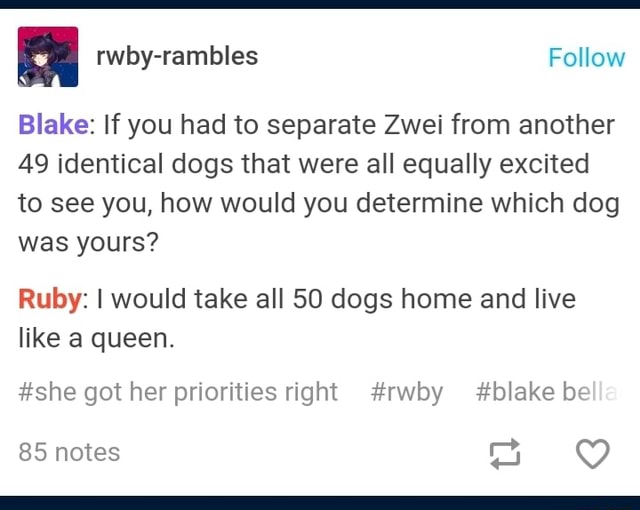 Blake: If you had to separate Zwei from another 49 identical dogs that ...