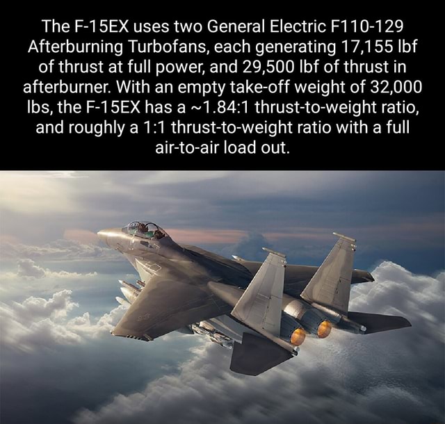 The F-15EX uses two General Electric F110-129 Afterburning Turbofans ...