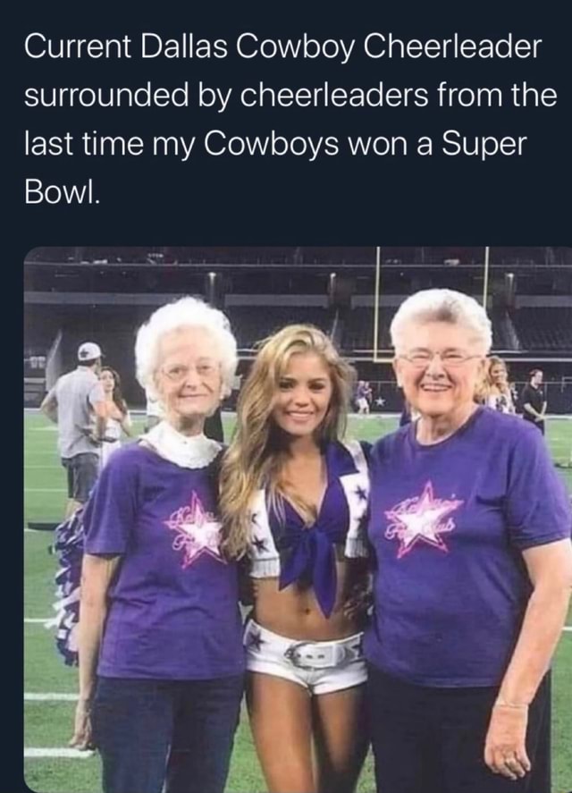 Current Dallas Cowboy Cheerleader surrounded by cheerleaders from the ...