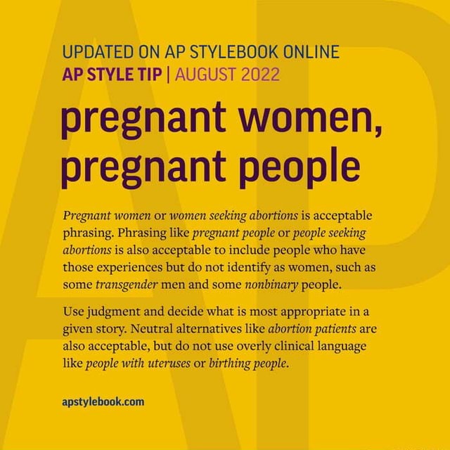 UPDATED ON AP STYLEBOOK ONLINE AP STYLE TIP I AUGUST 2022 pregnant ...
