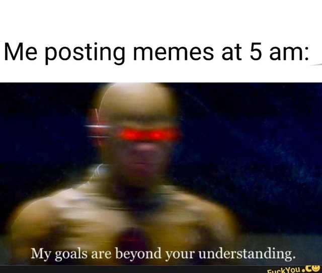 Me posting memes at 5 am: My goals are beyond your understanding ...