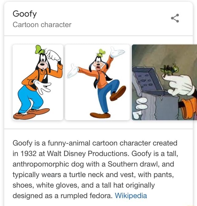 Goofy Goofy is a funny-animal cartoon character created in 1932 at Walt ...