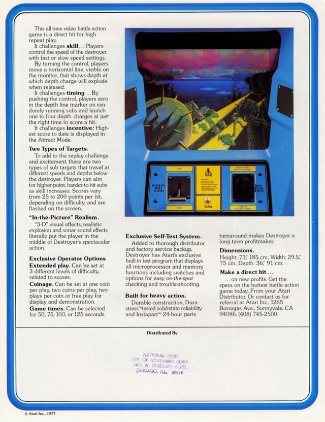 Destroyer - Arcade - videogames advert in the late '70s (Atari) - This ...