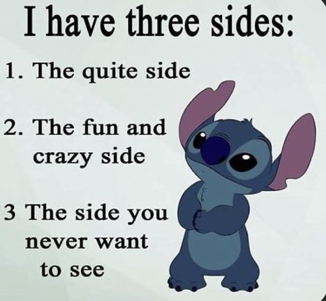 I have three sides: 1. The quite side 2. The fun and crazy side 3 The ...