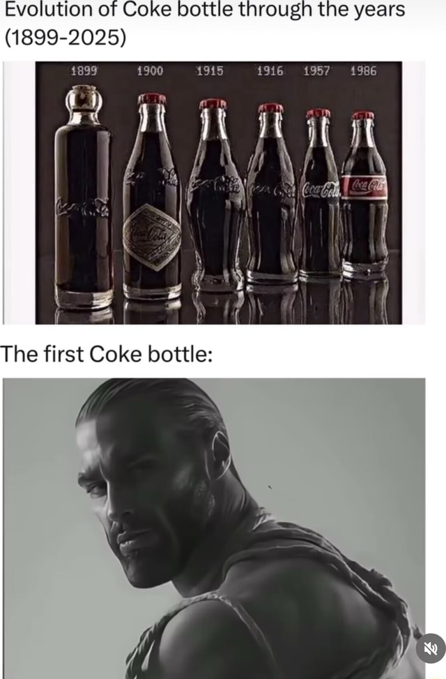 Evolution of Coke bottle through the years (1899-2025) 1899 1900 1915 ...