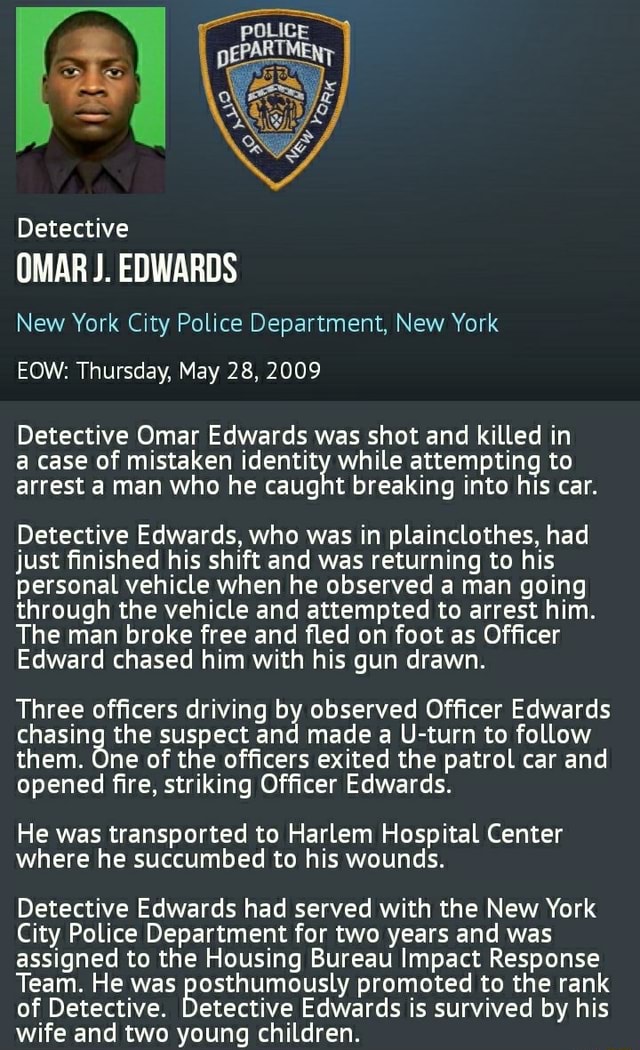 - pOLice Detective OMAR J. EDWARDS New York City Police Department, New ...