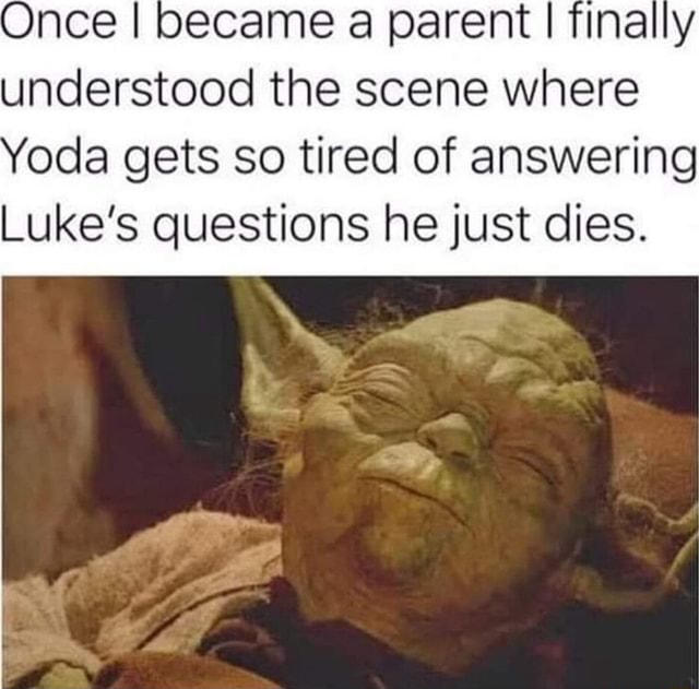 Once I became a parent I I finally understood the scene where Yoda gets ...