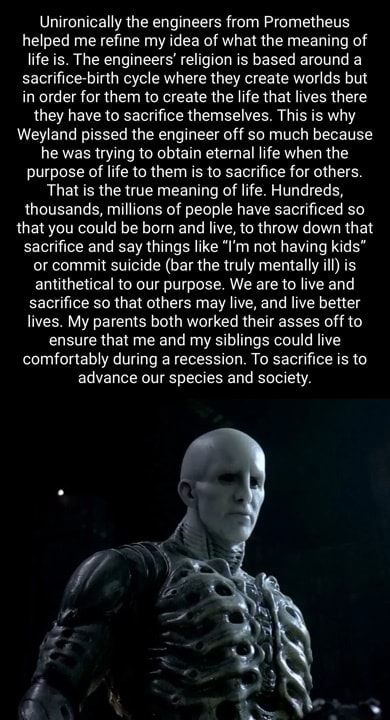 Unironically the engineers from Prometheus helped me refine my idea of ...