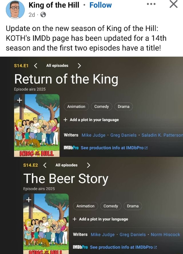 King of the Hill Follow Update on the new season of King of the Hill ...