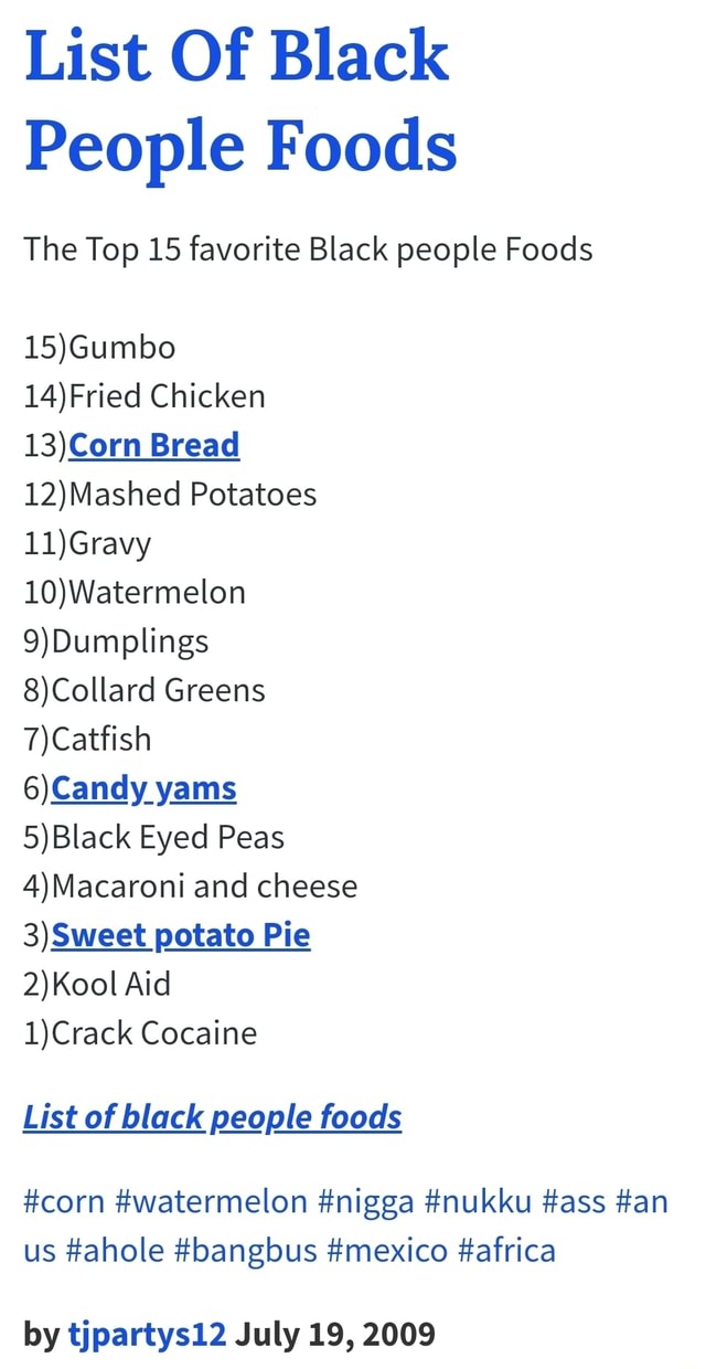 List Of Black People Foods The Top 15 favorite Black people Foods 15 ...