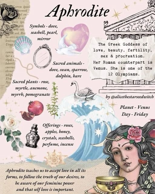 Symbols dove, seashell, pearl, mirror Hente The Greek Goddess of love ...