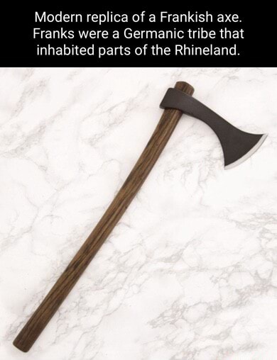 Modern replica of a Frankish axe. Franks were a Germanic tribe that ...