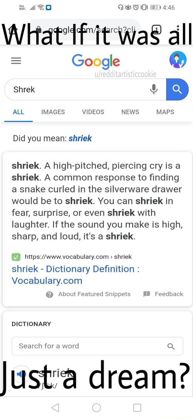 Whatlfit was all = Google Shrek & ALL IMAGES VIDEOS NEWS MAPS Did you ...