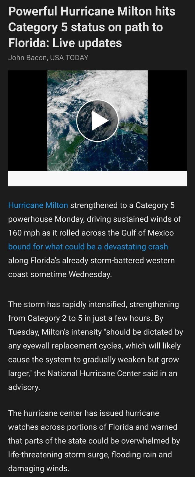 Powerful Hurricane Milton hits Category 5 status on path to Florida ...