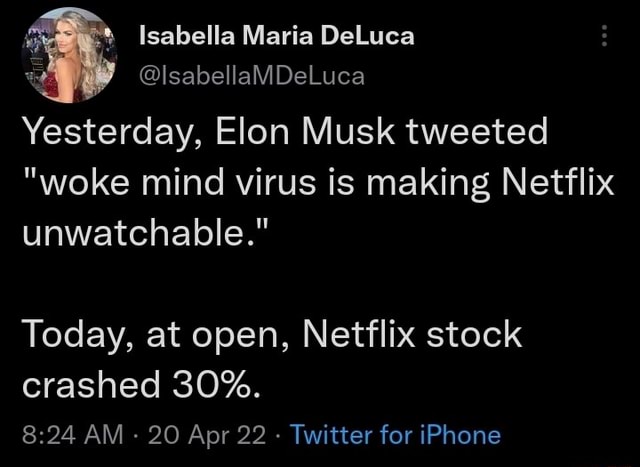 Isabella Maria DeLuca @lsabellaMDeLuca Yesterday, Elon Musk tweeted ...