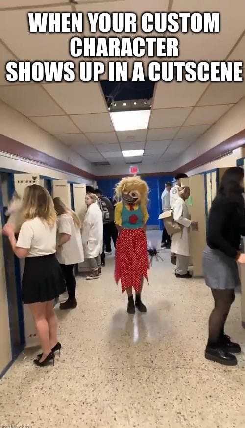 WHEN YOUR CUSTOM CHARACTER SHOWS UP IN A CUTSCENE ww - iFunny