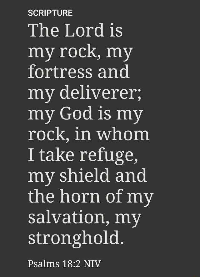 SCRIPTURE The Lord is my rock, my fortress and my deliverer; my God is ...