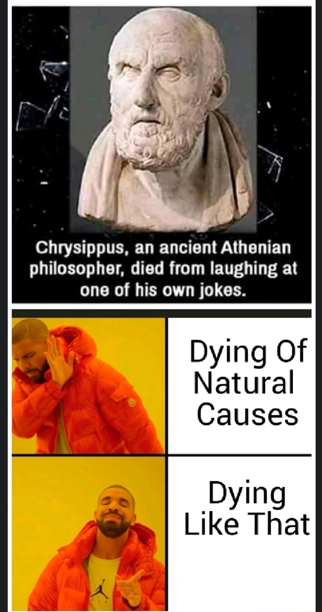 Chrysippus, an ancient Athenian philosopher, died from laughing at one ...