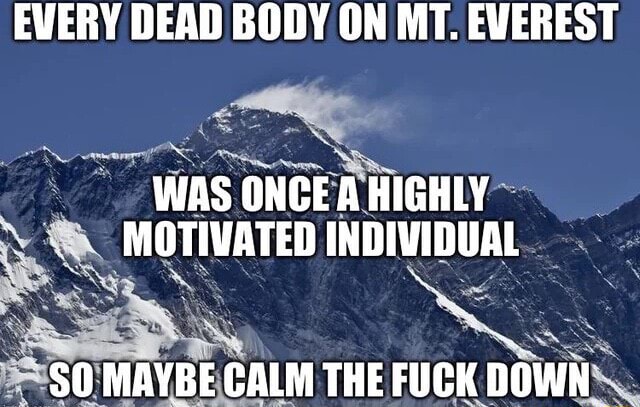 EVERY DEAD BODY ON MT. EVEREST WAS ONCE A HIGHLY MOTIVATED INDIVIDUAL ...