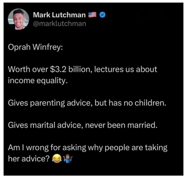 Re Mark Lutchman @ dDmarklutchman Oprah Winfrey: Worth over $3.2 ...