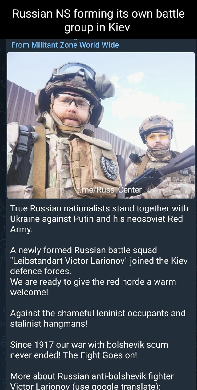 Russian NS forming its own battle group in Kiev From Militant Zone ...