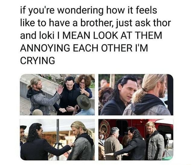 If you're wondering how it feels like to have a brother, just ask thor ...