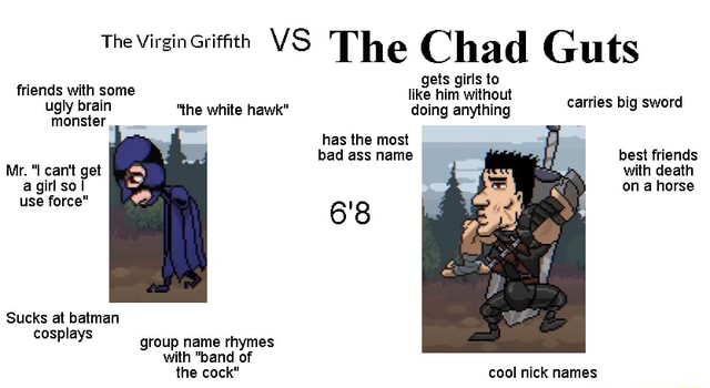 The Virgin Griffith VS The Chad Guts friends with some gels like girls ...