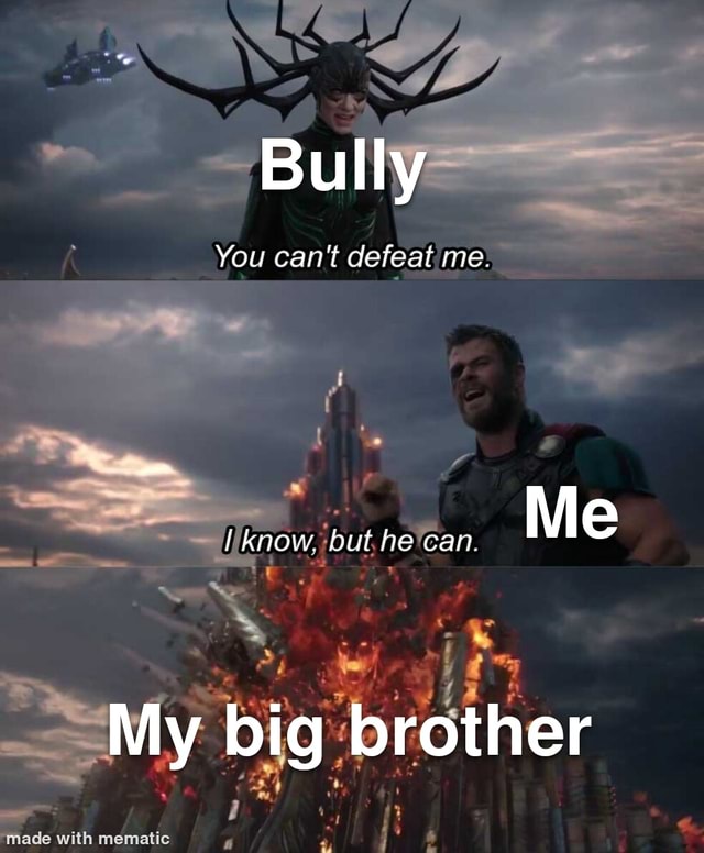 Bully You cant defeat me. Me fknow. but he can My big brother - iFunny