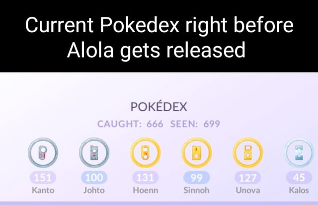 Current Pokedex right before Alola gets released POKEDEX CAUGH 666 SEEN ...