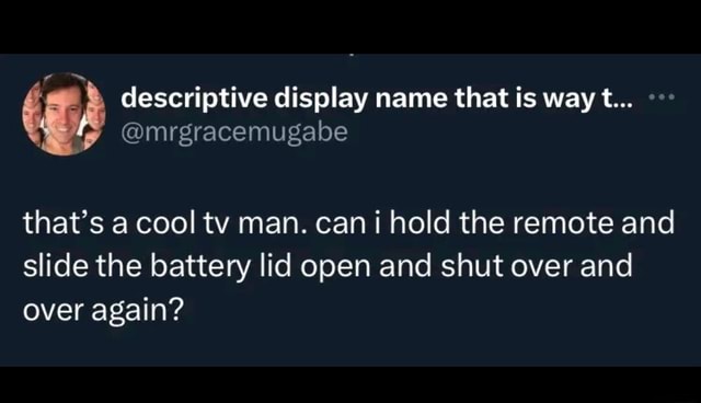 Descriptive display name that is way t... that's a cool tv man. can i ...