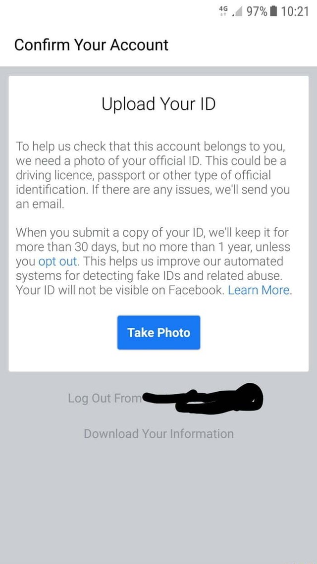 Confirm Your Account 97% Upload Your ID To help us check that this ...